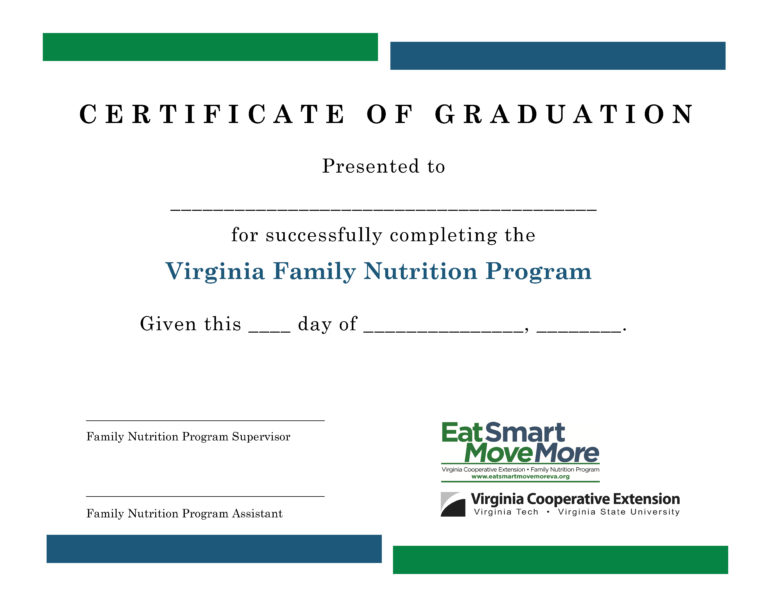 FNP Graduation Certificate | Virginia Family Nutrition Program