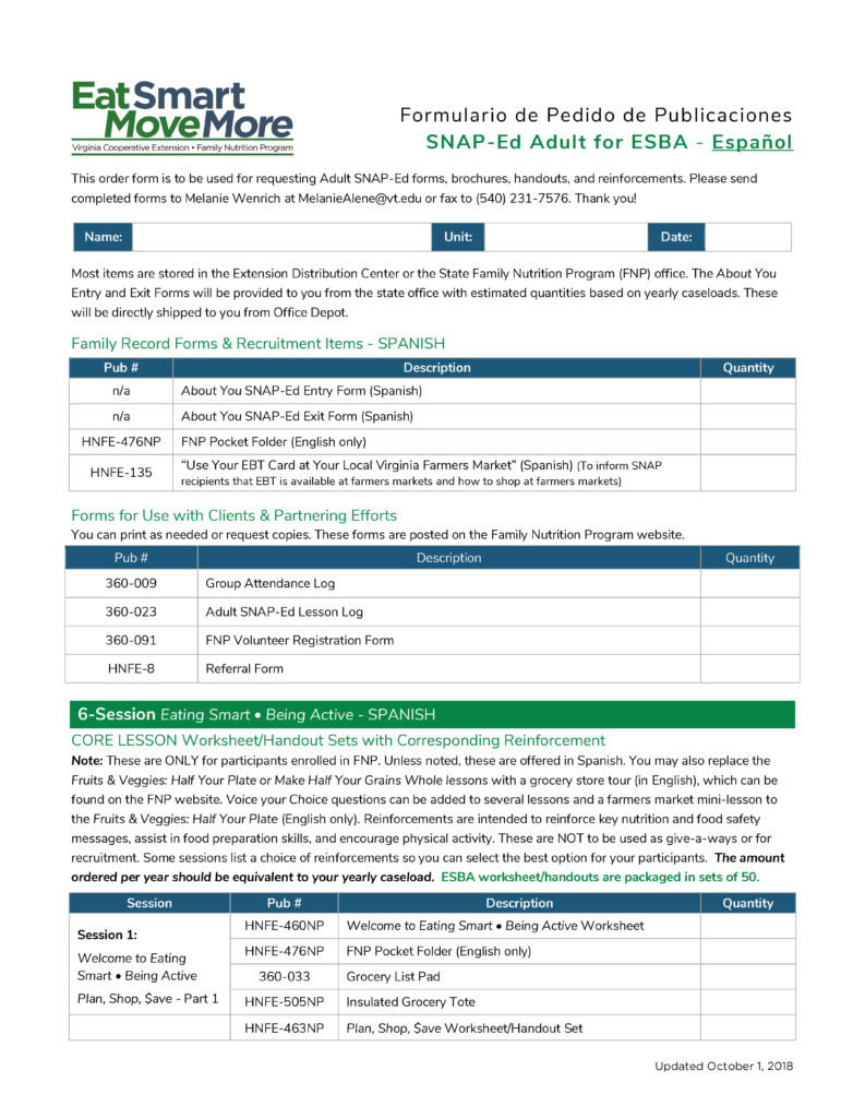 SPANISH Adult Publication Order Form (Sept 2025) | Virginia Family ...