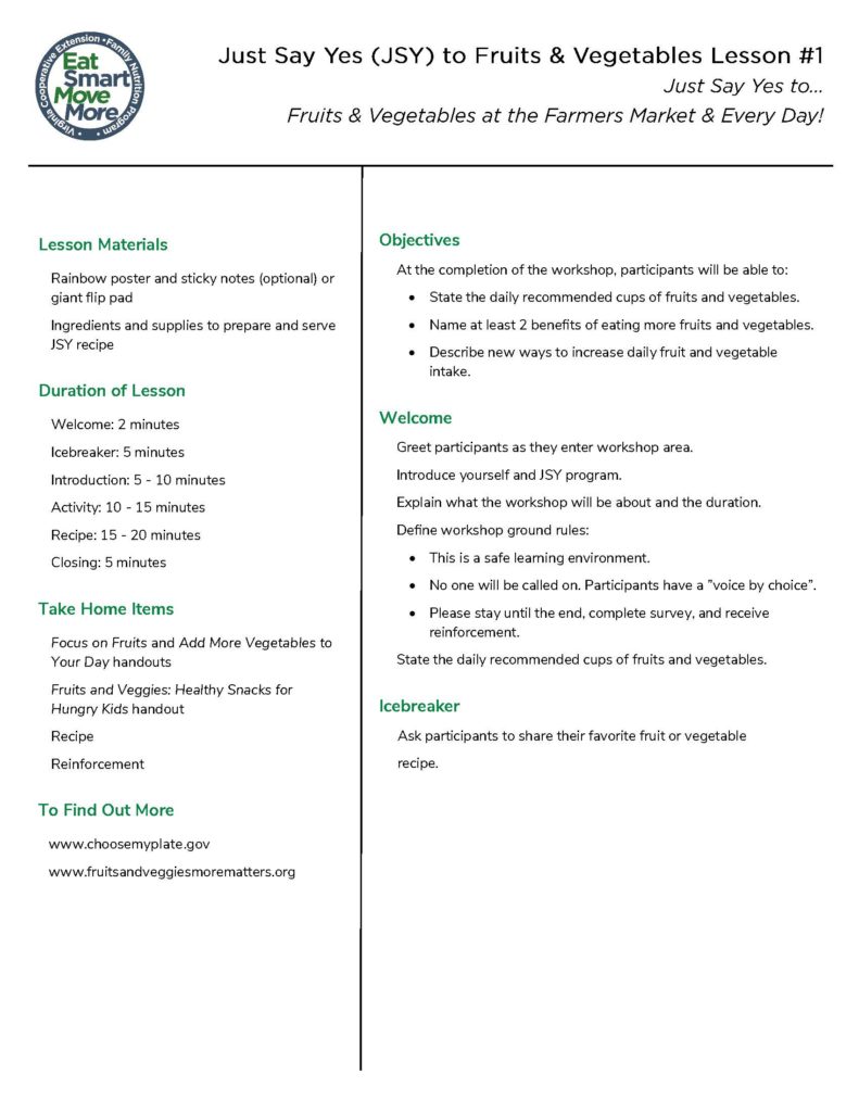 Lesson 1 (Apr 2023) | Virginia Family Nutrition Program